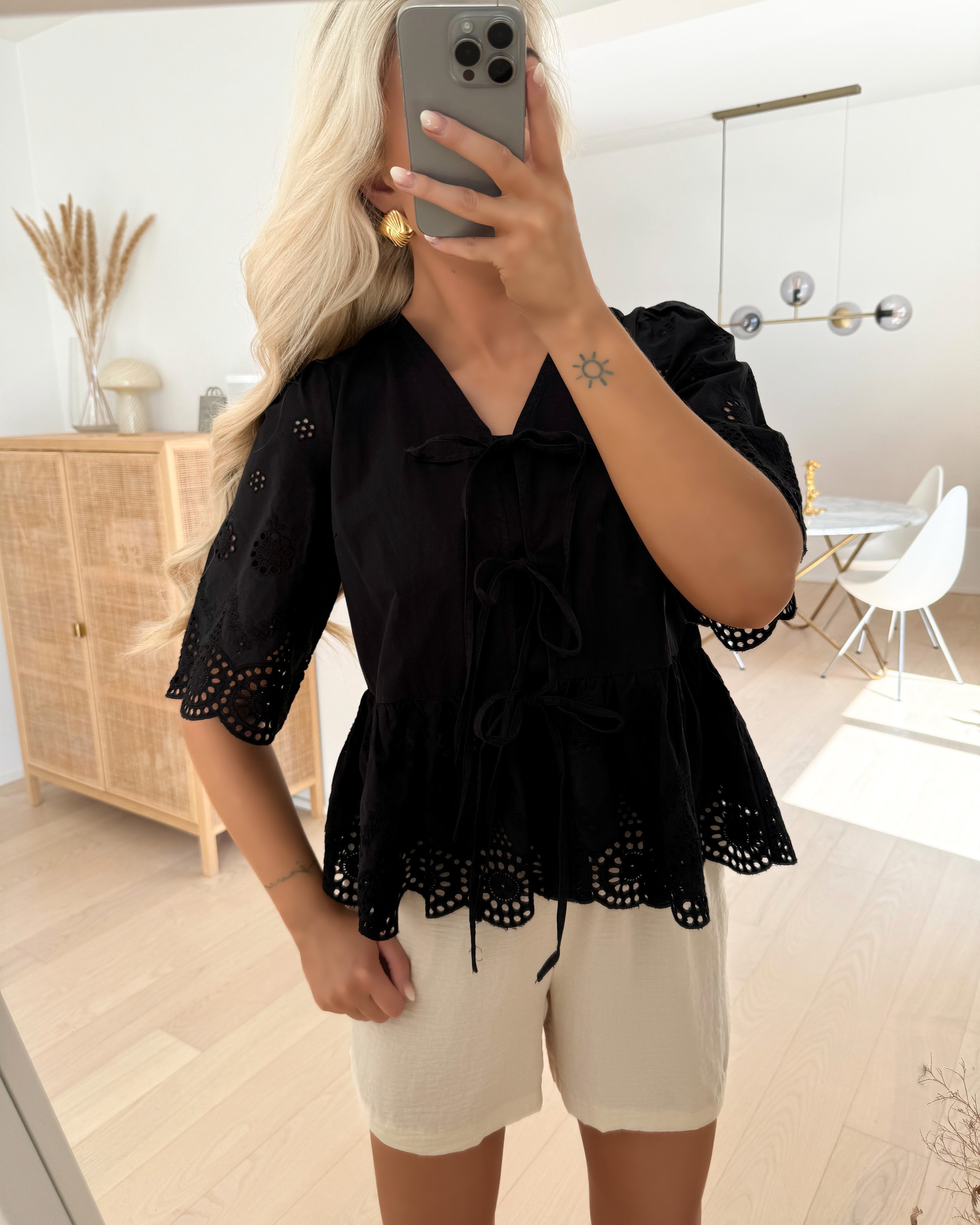 Y.A.S top cornelia 2/4 tie black – Dressforsuccess