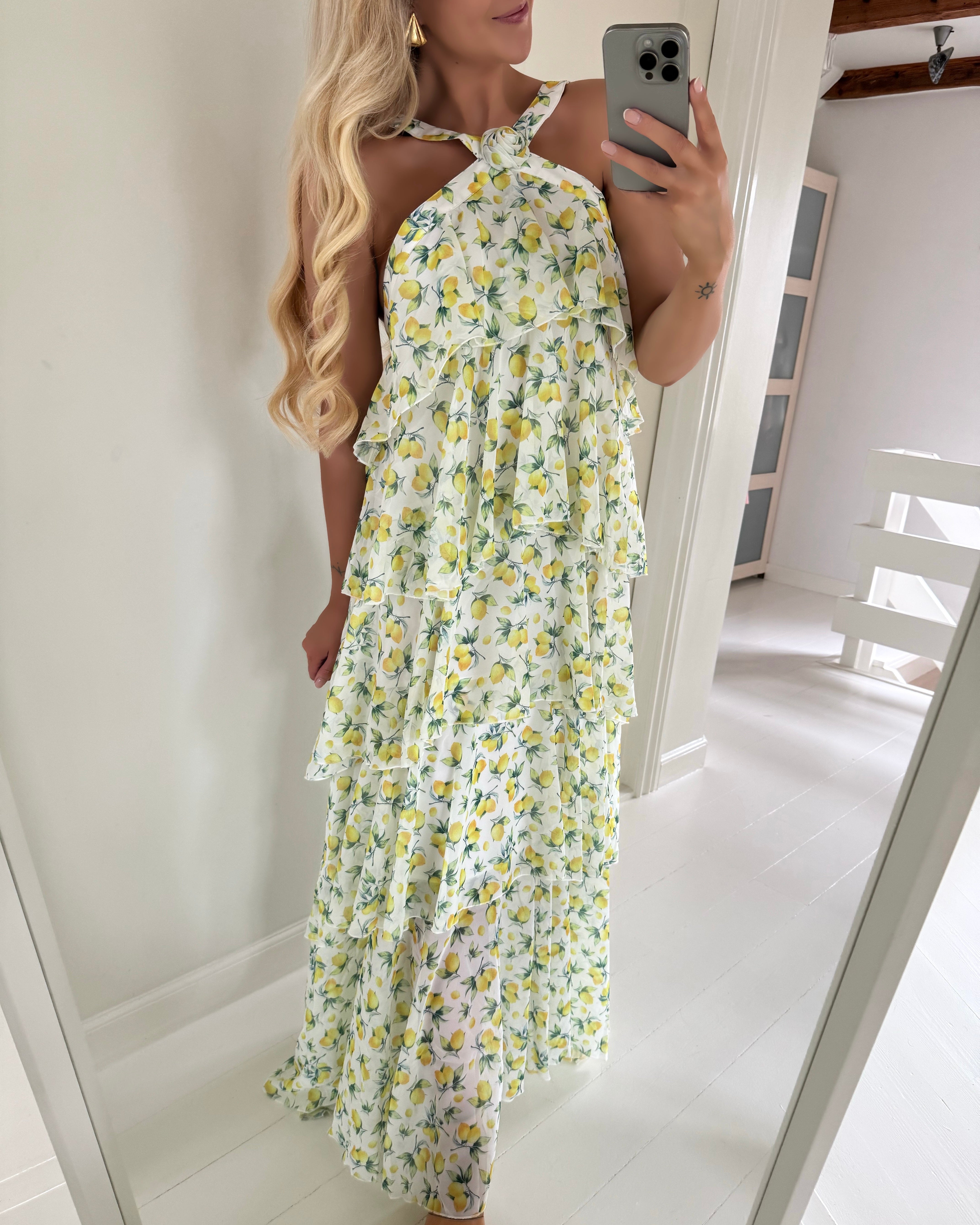 Vero Moda felicia sl ruffle maxi exp star white/lemon – Dressforsuccess